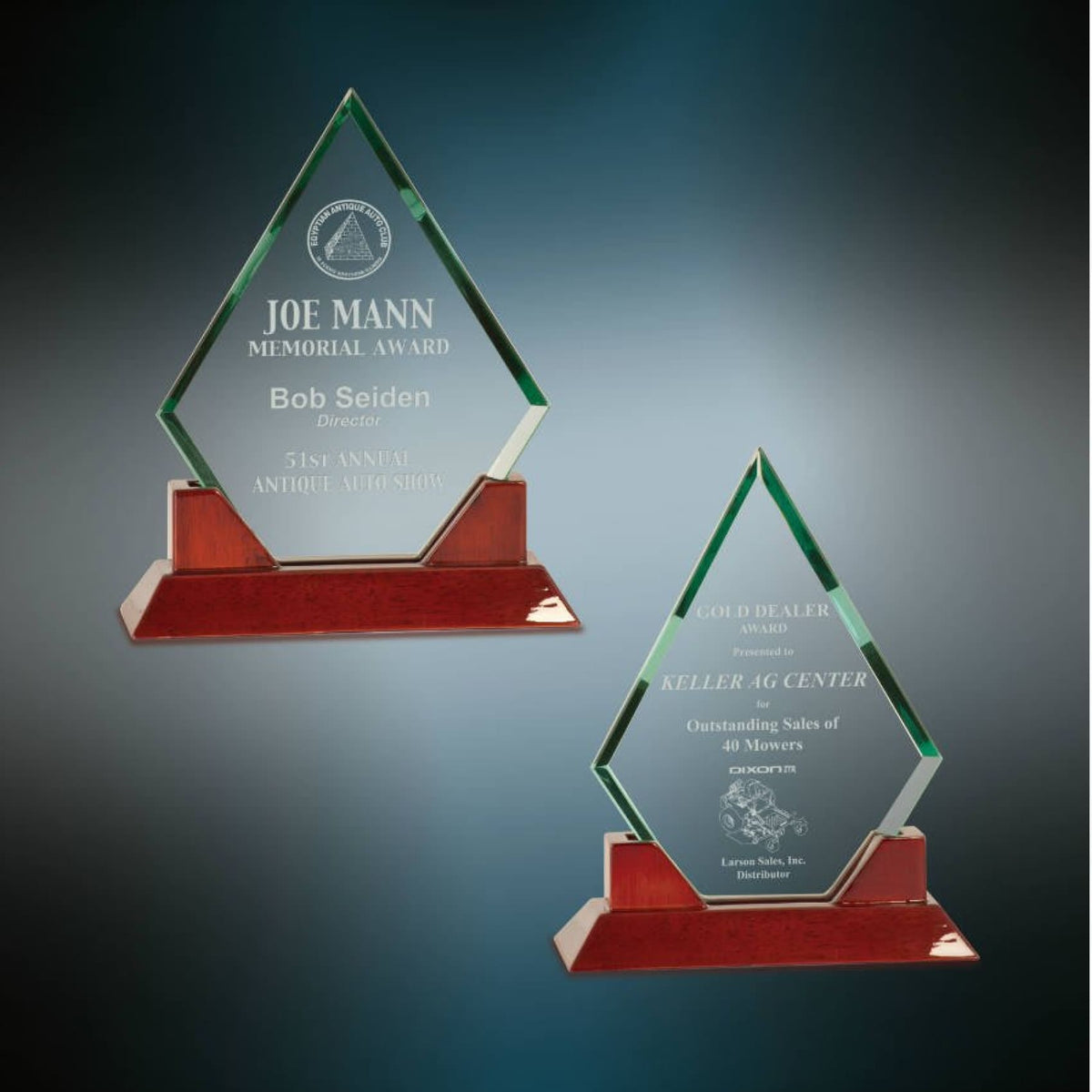 Prestige Glass Award With Rosewood Base Summit Imprints